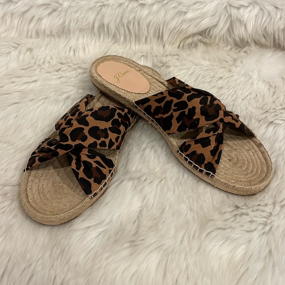 J. Crew | Shoes | Jcrew Twisted Knot Leopard Animal Print Slide Canvas ...